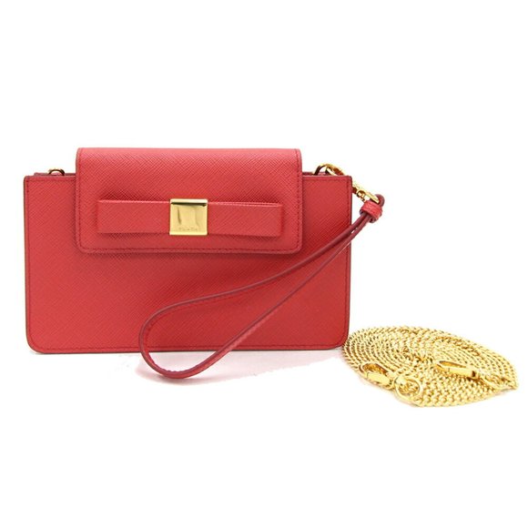 Prada | Bags | Prada Smartphone Case Zh34 Red Leather Shoulder Bag With ...